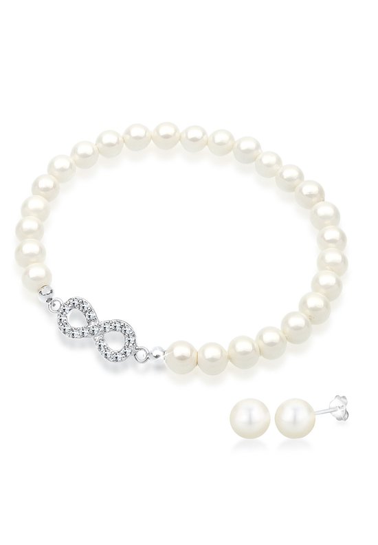 Elli - Sieraden Set - Dames Infinity met Zoetwater Gekweekte Parels en ...