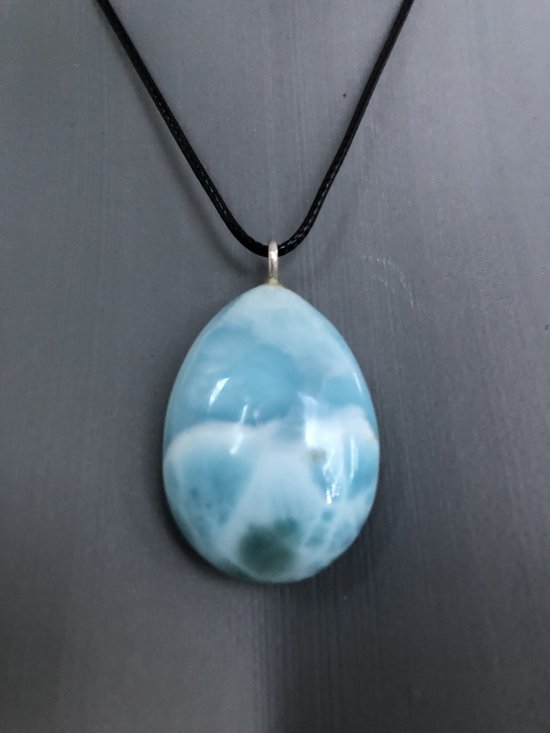 Larimar Steen, Druppel hanger AAA++ kwaliteit plus ketting, gewicht: 13 ...