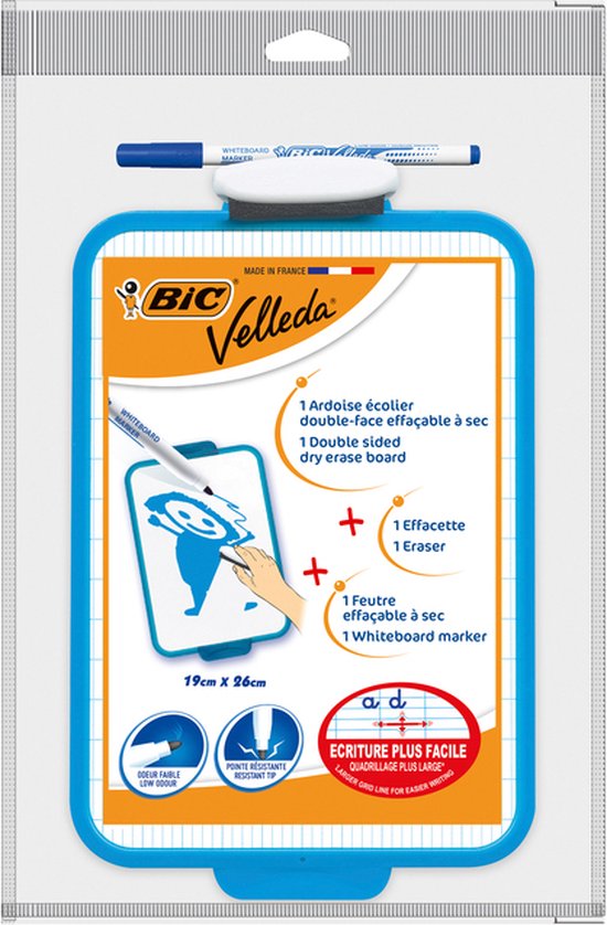 Whiteboard Bic Velleda 19x26cm + stift + wisser - 24 stuks | bol