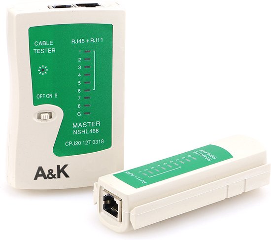 A&K Pro LAN Netwerk Tester Set - RJ45 / RJ / RJ11 / CAT5 / CAT5e / Cat6 ...