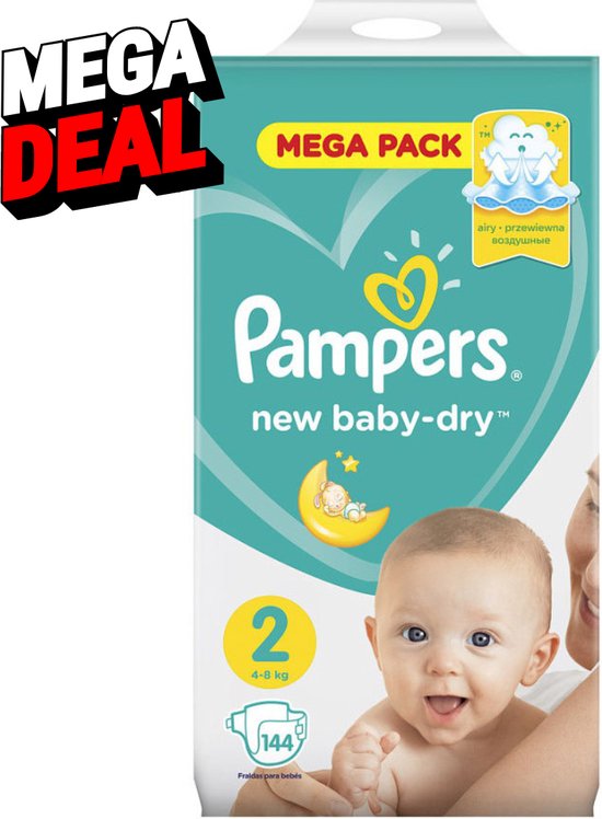 Pampers New Baby-Dry Nr.2 4-8 Kg - Mega Pack voordeel - 144 Stuks | bol.com