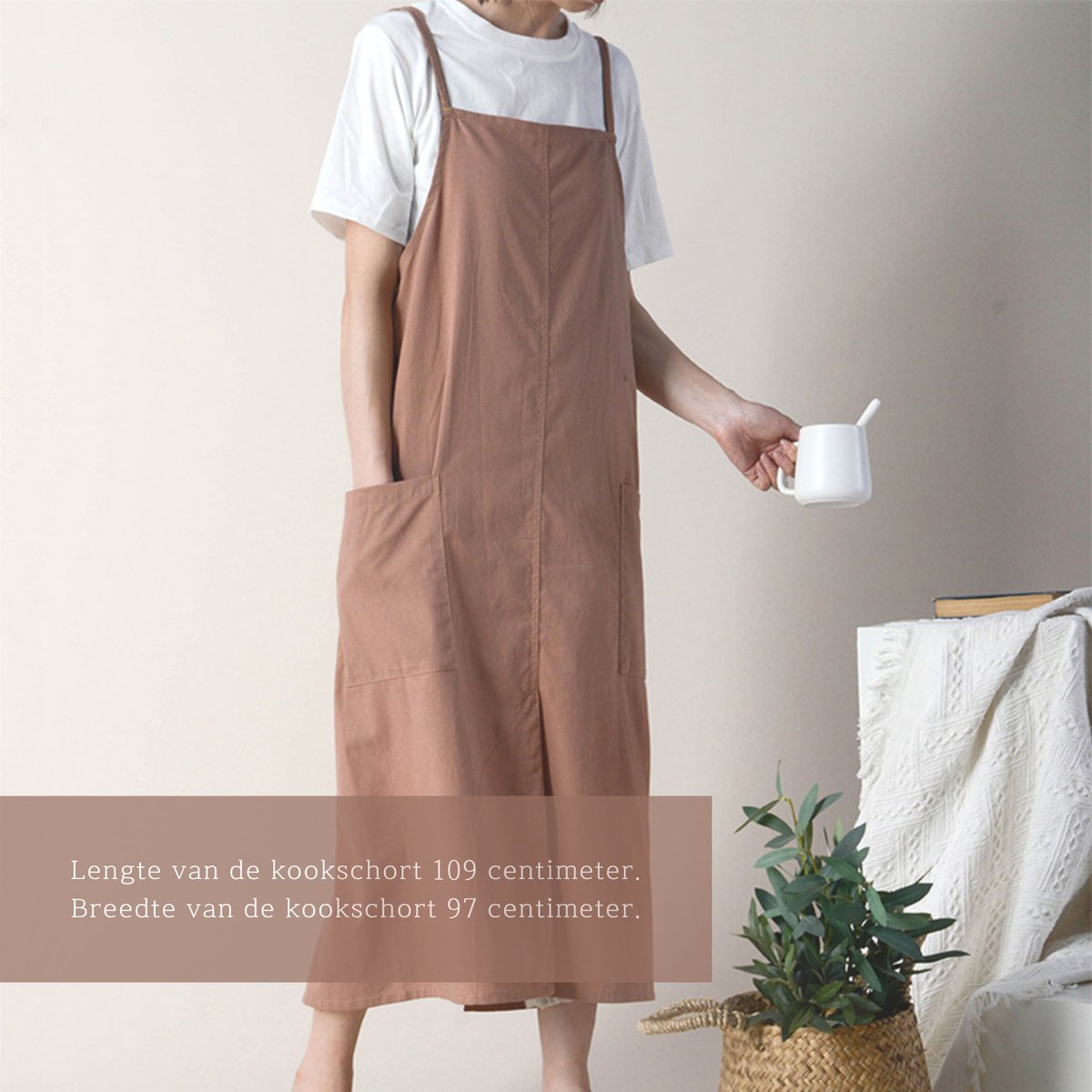House of Husk Linnen Keukenschort - Dames Kook Schort - Apron ...