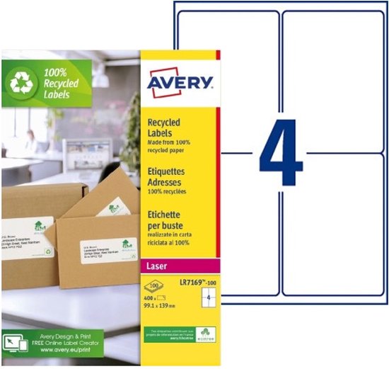 Avery LR7169-100 adreslabels Wit | bol.com