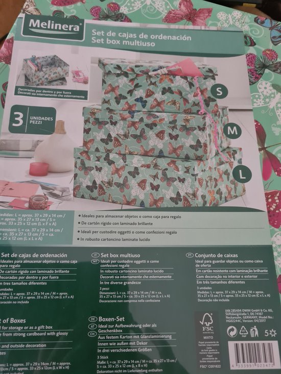 Melinera 3 Opbergboxen Vlinders groen | bol
