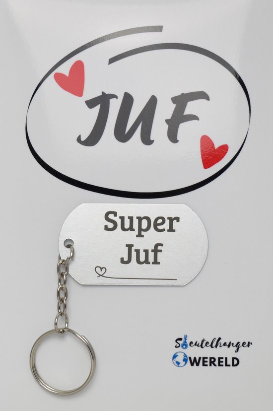 Super juf Sleutelhanger inclusief kaart - juf cadeau – juffrouw - Leuk ...
