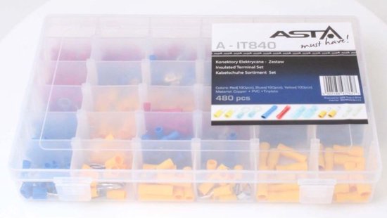 Professioneel 480 delige kabelschoen assortiment AMP in dertig maten ...