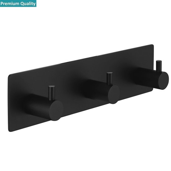 3 in 1 Design Haak - RVS Zelfklevend - Handdoekhaak - Zwart ...