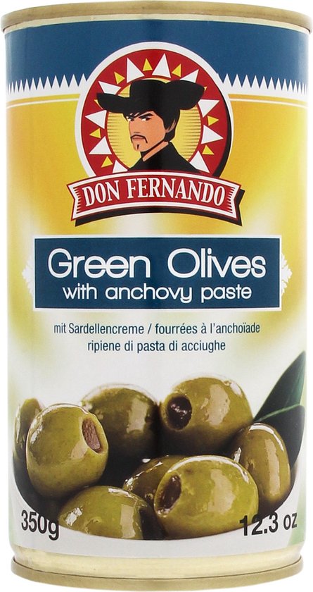 Groene olijven gevuld met ansjovispasta 350g | bol