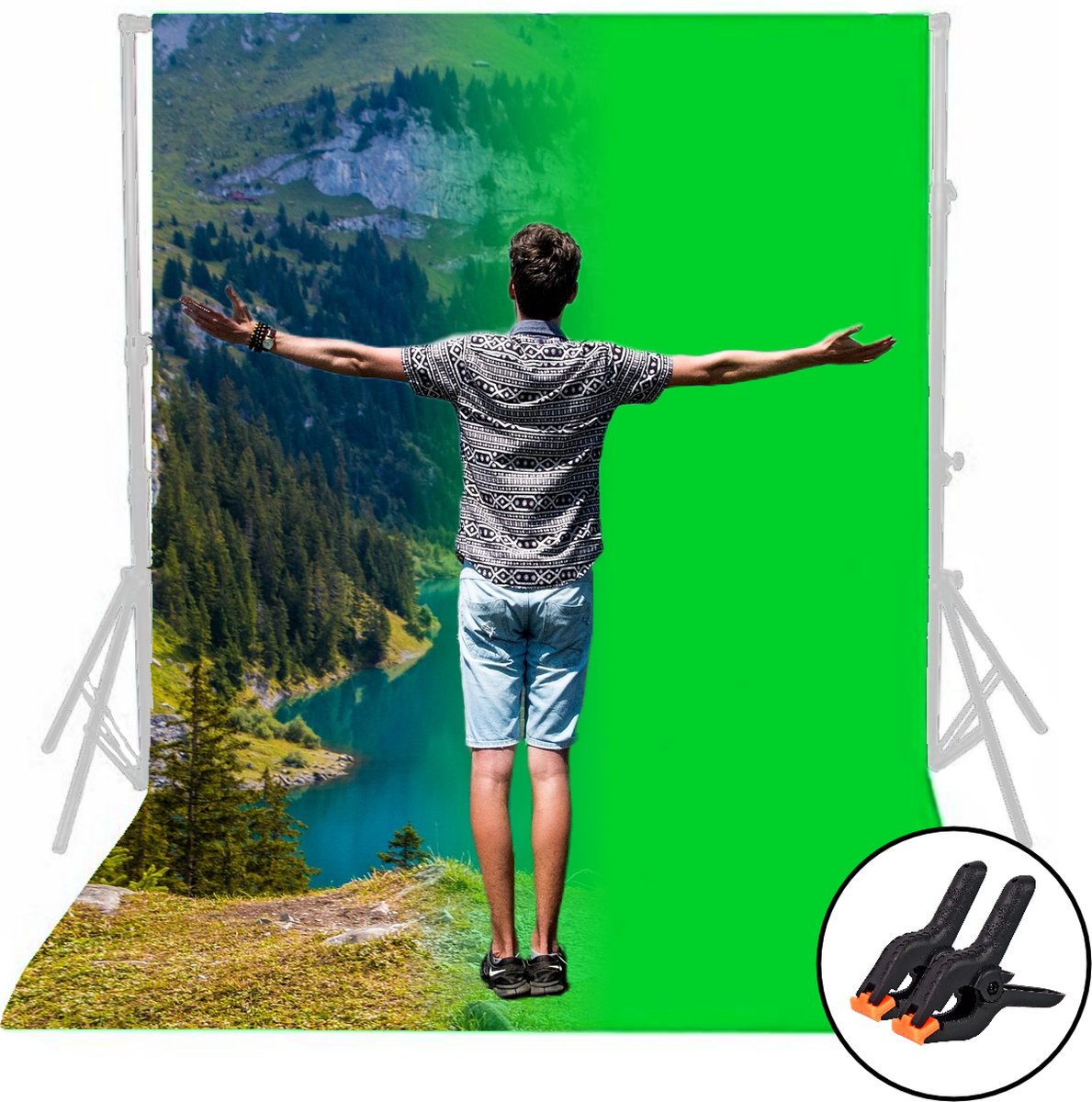 LJP - Green Screen 200x150 cm - Achtergronddoek - Greenscreen - Groen ...