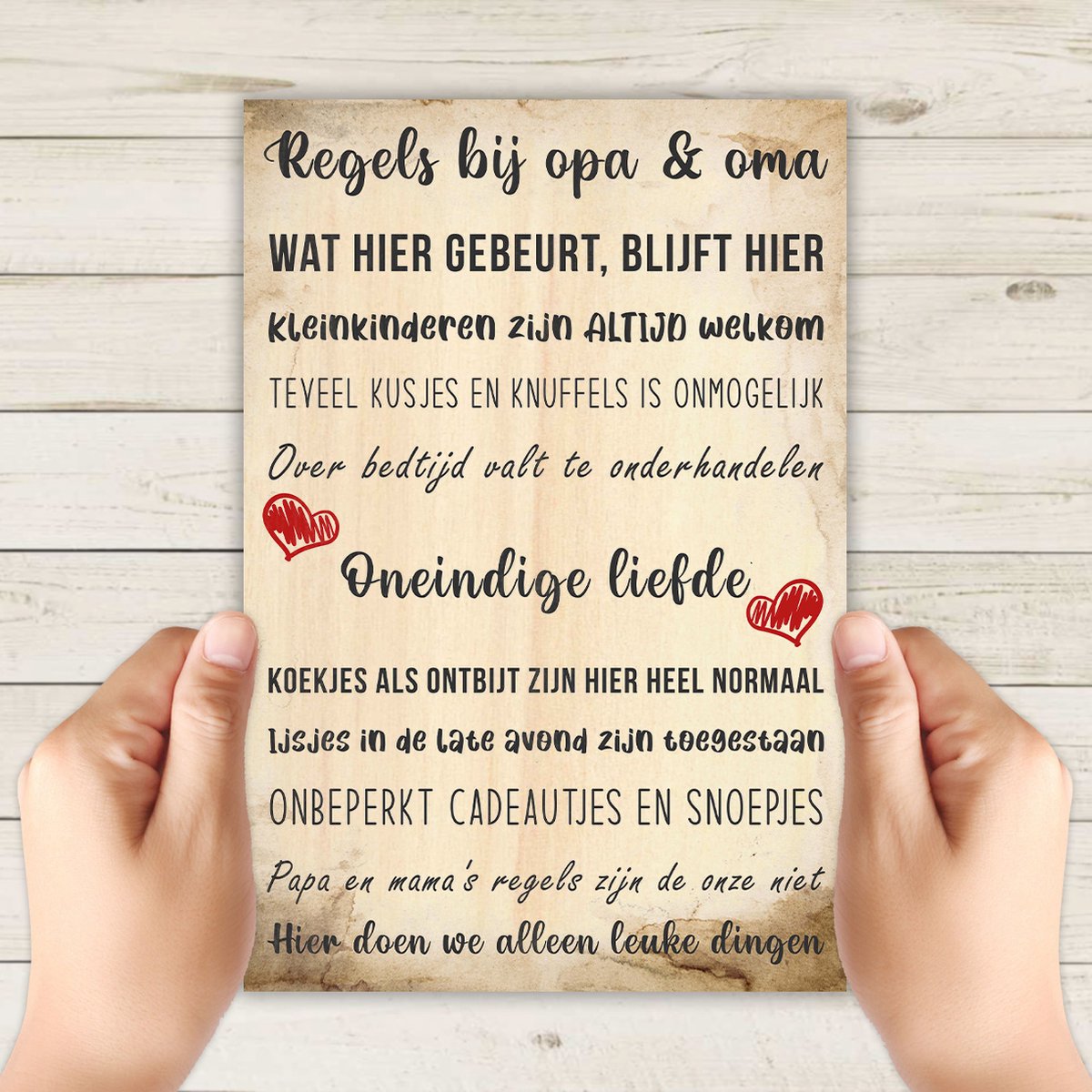 Spreukbord - Regels Bij Oma & Opa - Hout - Vintage - Grappig - Humor ...