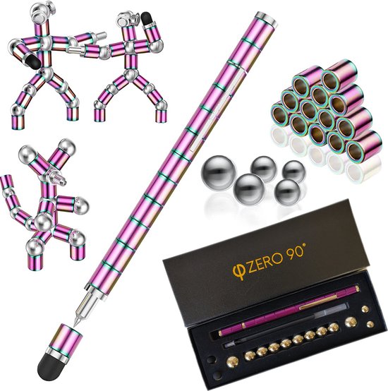 ZERO 90® Fidget pen paars/ meerkleurig - stress in hand - magnetische ...