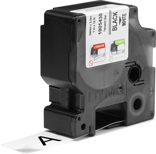 Dymo Rhino 6000+ Vinyl 24 mm x 5,5 m noir sur blanc | bol