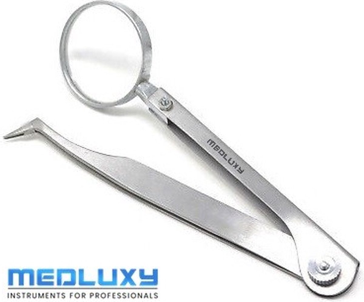 MEDLUXY - Splinterpincet met Vergrootglas (loep verstelbaar) - Gebogen ...