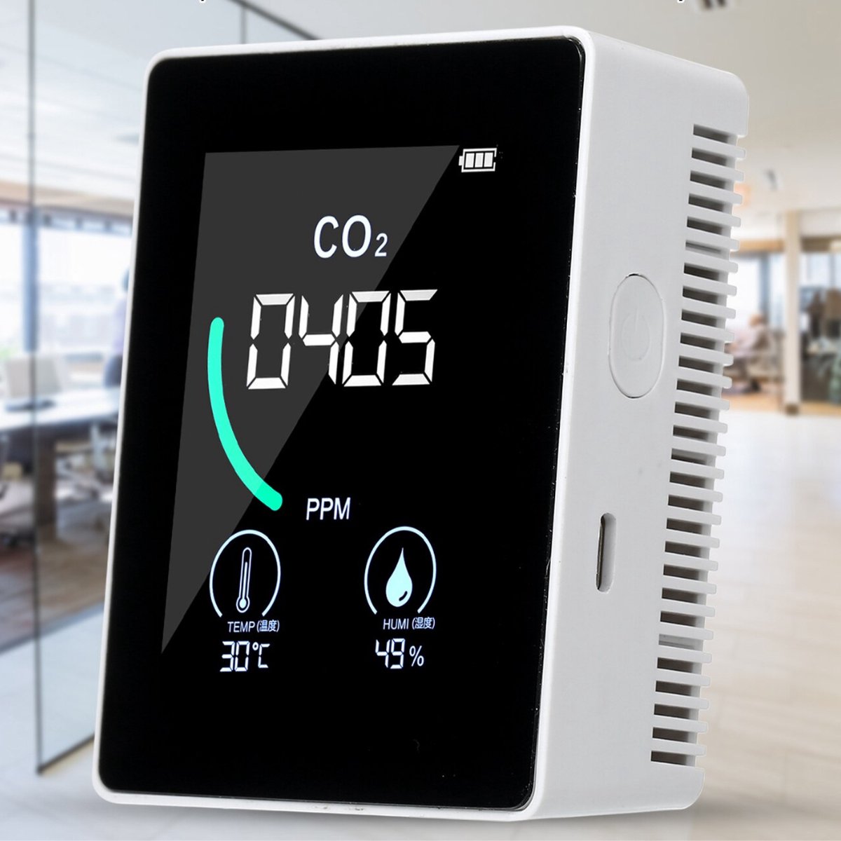 Currero Luchtkwaliteitsmeter - CO2 Meter - CO2 Melder - Hygrometer Voor ...