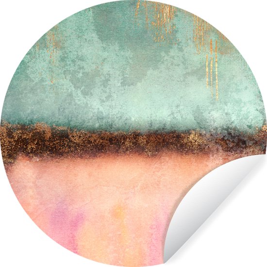 WallCircle - Muurstickers - Behangcirkel - Goud - Verf - Abstract - Groen - Roze -... | bol