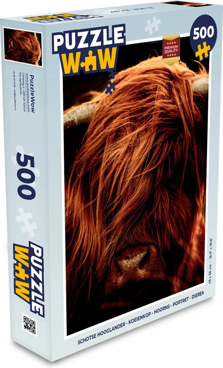 Puzzel Schotse hooglander - Koe - Hoorns - Portret - Dieren - Legpuzzel ...