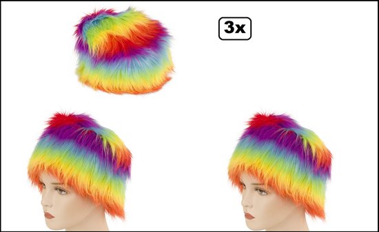 3x Bontmuts regenboog - mt.57 -Bont muts carnaval winter kerst festival ...
