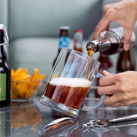 Bierbekerset 500 ml | Set van 6 bierglazen glazen glazen mokken met handig handvat... | bol