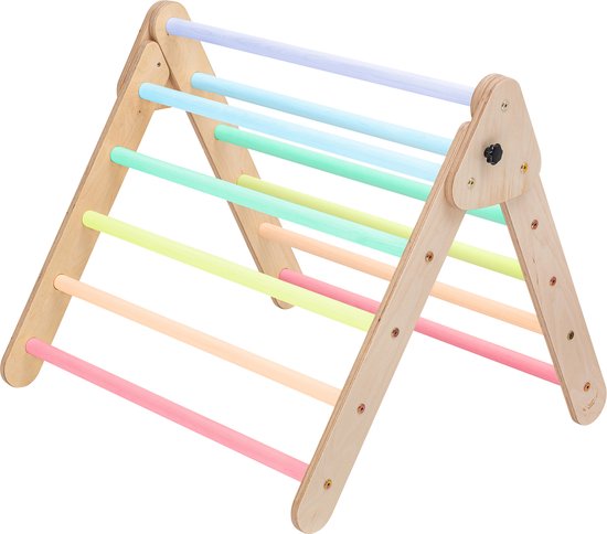 KateHaa Houten Klimdriehoek met Ladder Pastel - Klimrek - Houten ...
