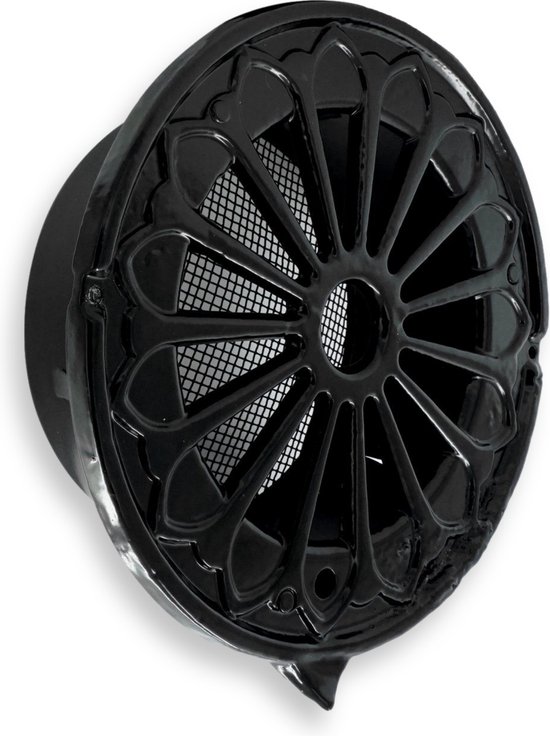 Aluminium Gevelrooster in landhuisstijl Ø150mm Zwart Ral 9005 | bol.com