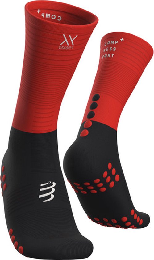 Compressport Mid Compression Socks - sportsokken - zwart/rood - Unisex ...