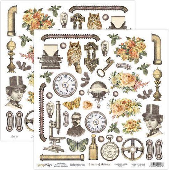 ScrapBoys House of Science paper cut out elements DZ HOSC-07 190gr 30 ...