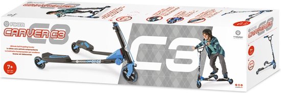 Yvolution Fliker Carver C3 scooter zwart/blauw | bol.com
