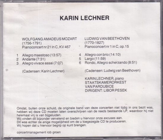 Pianoconcerten van Mozart en Beethoven - Karin Lechner, Staatsorkest ...