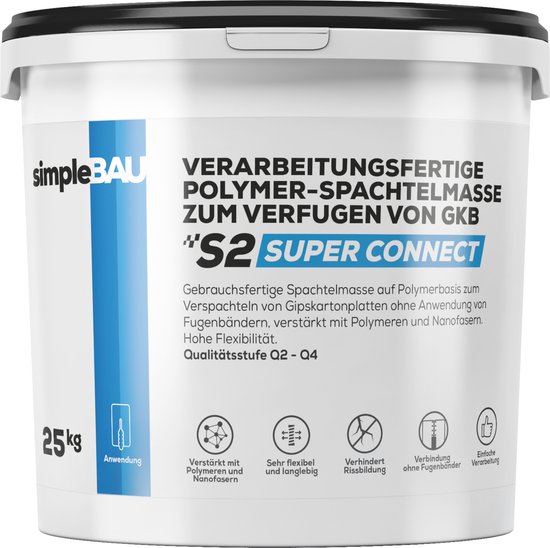 SimpleBau Polymerspachtelmasse GKB S2 25KG, Voegpasta voor gipsplaten | bol