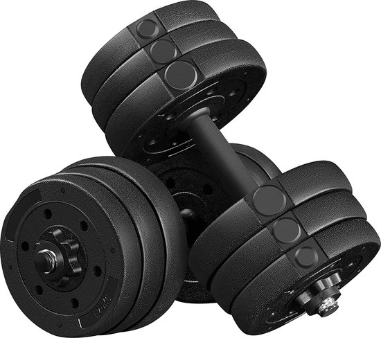 Happygetfit - Halterset, 20 kg, korte halters, gietijzeren halters met ...