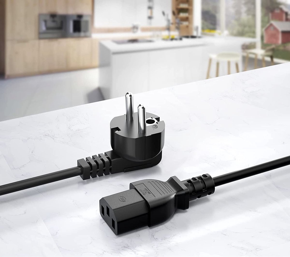 Stroomkabel C13 met Euro Plug - Voedingskabel TV, Monitor, LCD, Printer ...