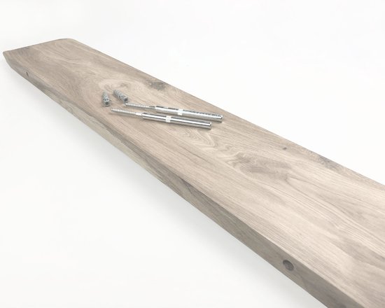 Zwevende wandplank eiken met verjongde kant 120 x 20 cm - Wandplank ...