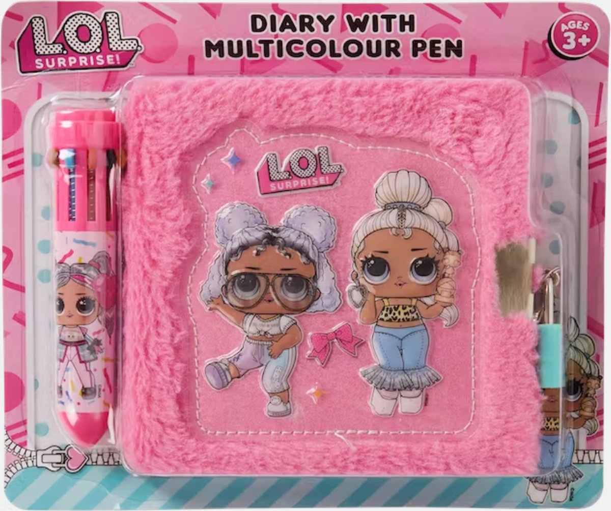 dagboek lol surprise met slot Pluche dagboek Met Slot/ A5 roze Papier ...