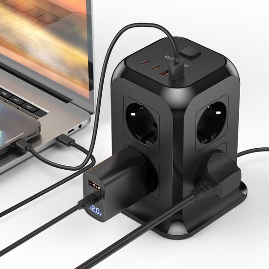 Acht-poort stopcontactstrip USB-oplader | bol.com