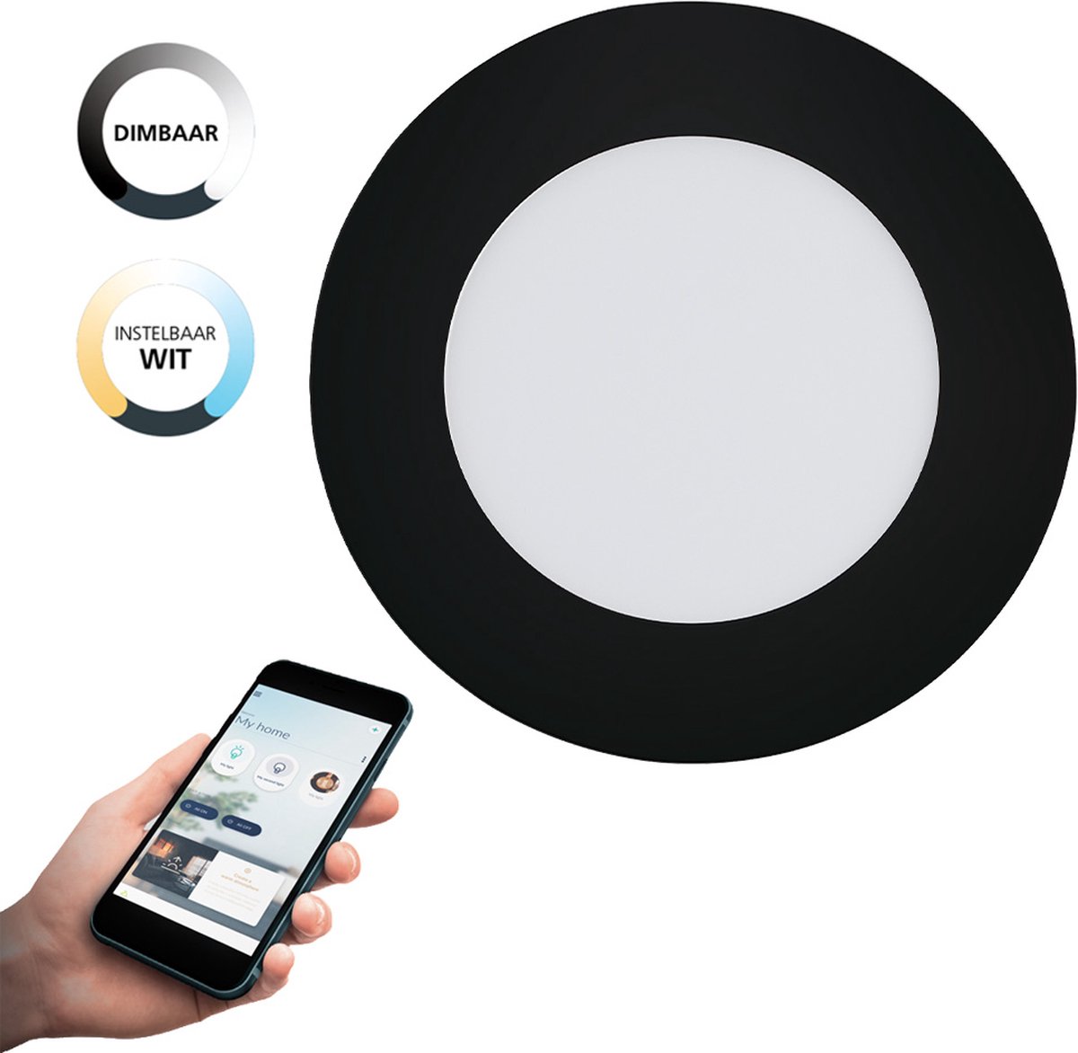 EGLO connect.z Fueva-Z Smart Inbouwlamp - Ø 12 cm - Zwart/Wit ...
