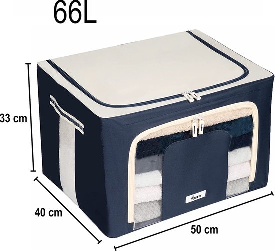 Starre opvouwbare kledingopbergbox met ritssluiting, metalen frame ...