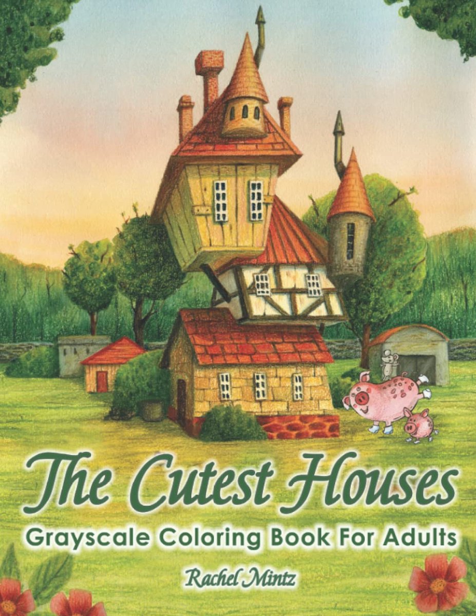 The Cutest Houses Grayscale Coloring Book - Rachel Mintz - Kleurboek ...