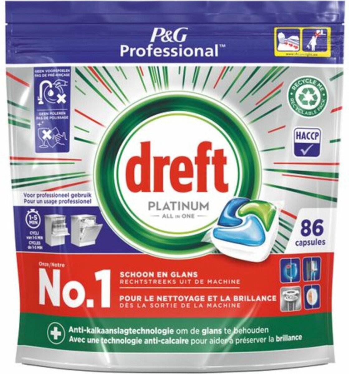 Dreft Professional Platinum All-in-One 3x86 Stuks | bol