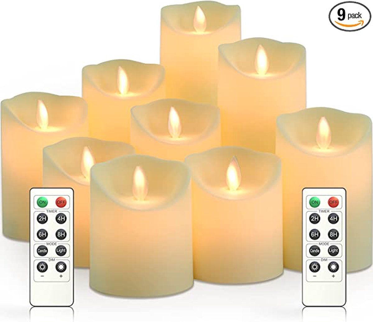 LED kaarsen 9 stuks,led-kaarsen met echt vlam effect, led kaars ...