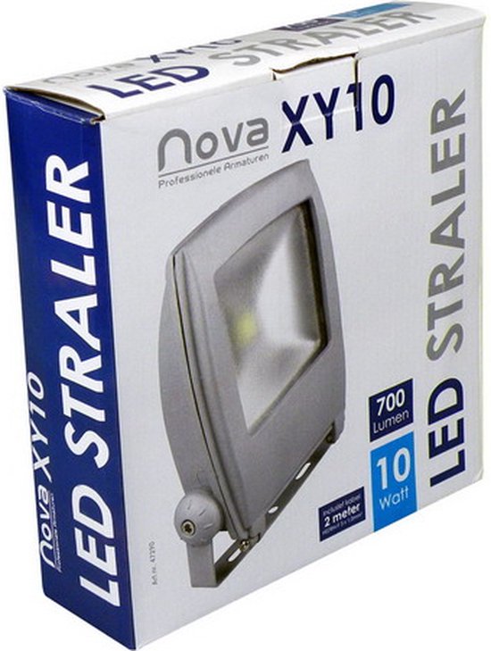 LED STRALER 10W 3000K +2MTR 700 LUMEN GRIJS NOVA BOUWLAMP | bol