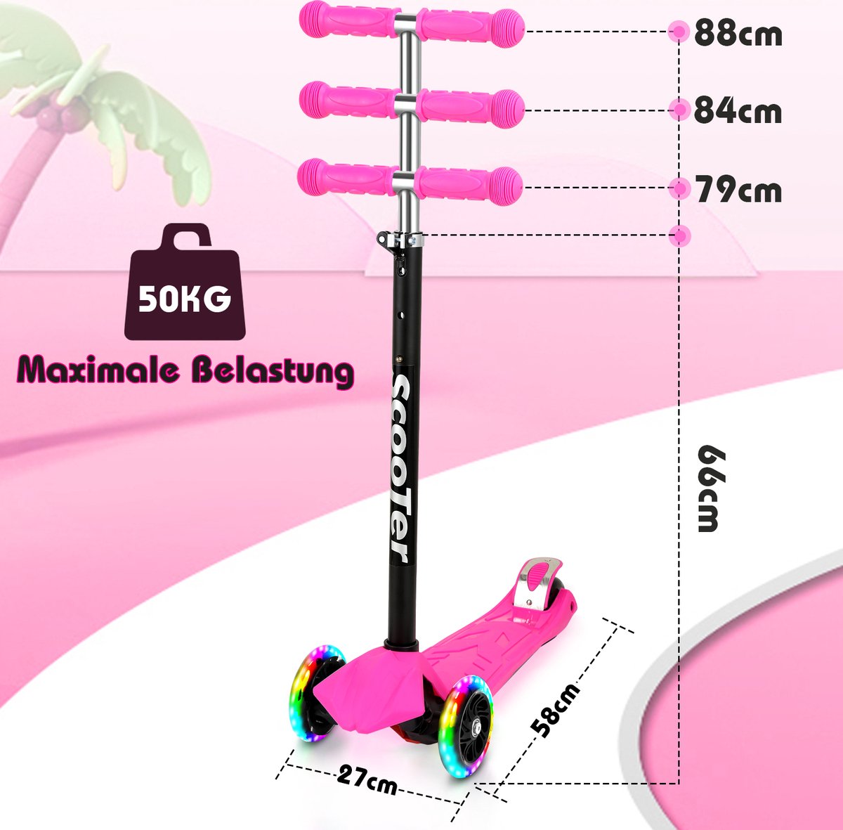 Kinderstep - Step - Met lichtgevende wielen - voor Jongens en Meisjes ...