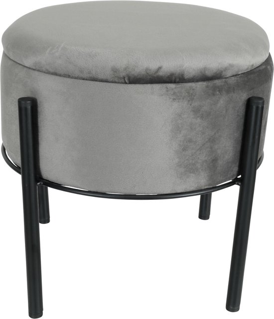 Poef | Opbergpoef | Poef op poten | Rond | Grijs | 30 cm | bol.com