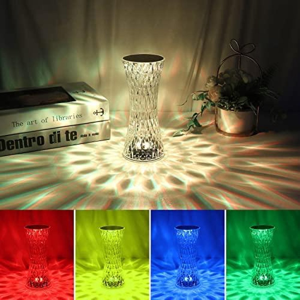 Crystal Tafel Lamp - Touch and Remote control met 16 kleuren - Ovaal ...
