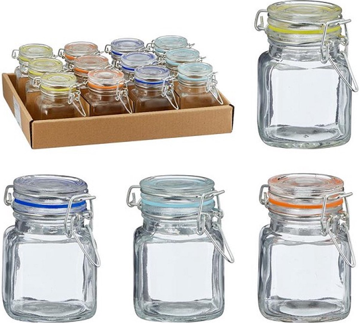 6 x Voorraadpot 100ml - Klempot - Transparant - Glazen Potjes ...