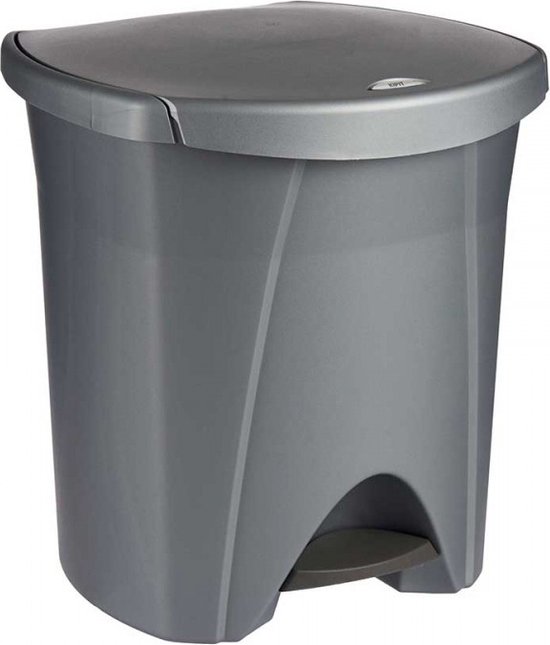 KIPIT Kunststof pedaalemmer - vuilnisbak 48 L zilver | bol