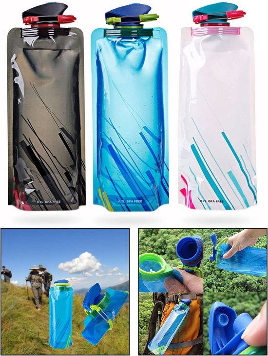 OFKPO Opvouwbare waterflessen, 3 stuks, herbruikbare drinkfles met ...