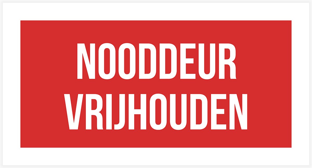 Pictogram/ bord | "Nooddeur vrijhouden" | 30 x 15 cm | Brandweg ...