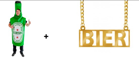 Bierfles pak kostuum + bier ketting - bier fles bierfeest thema party ...