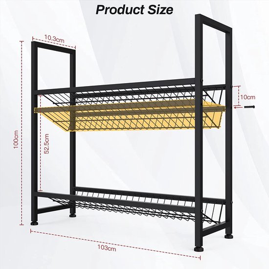 Krattenrek met roosterhouder, 103 cm, krattenrek voor 6-8 kisten, rek ...
