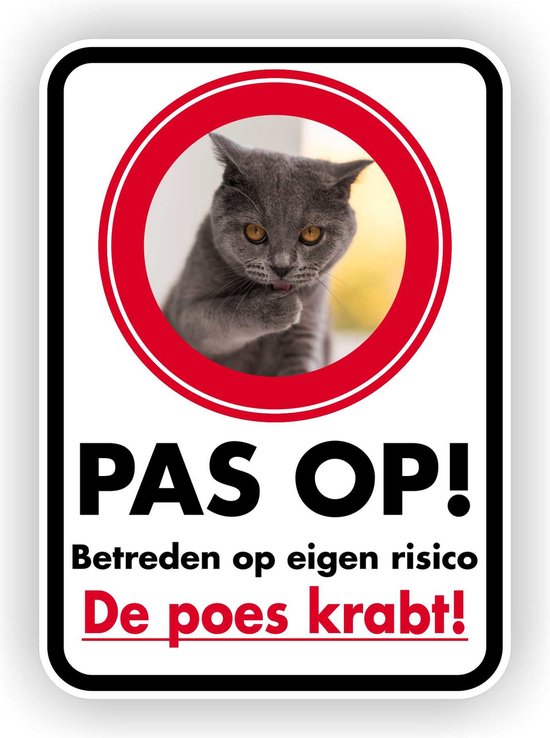 Pas op voor de poes waarschuwing sticker | bol